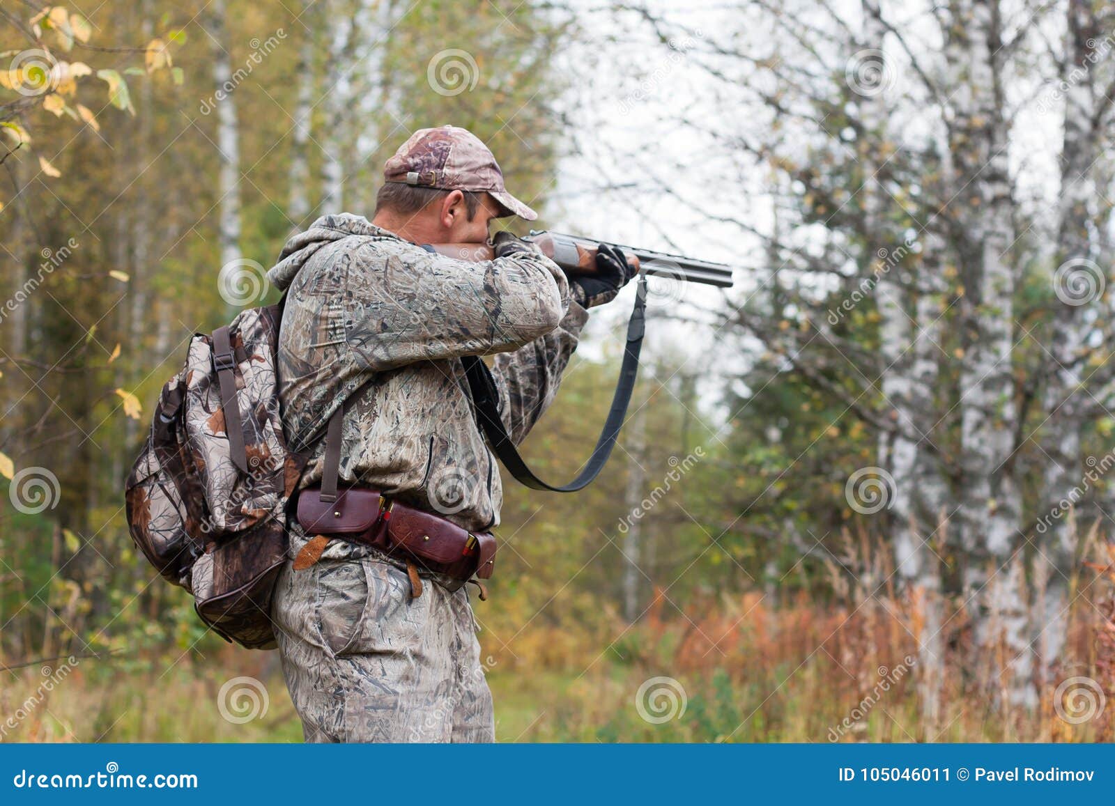 Hunter Taking Aim from a Hunting Gun Stock Image - Image of tree ...