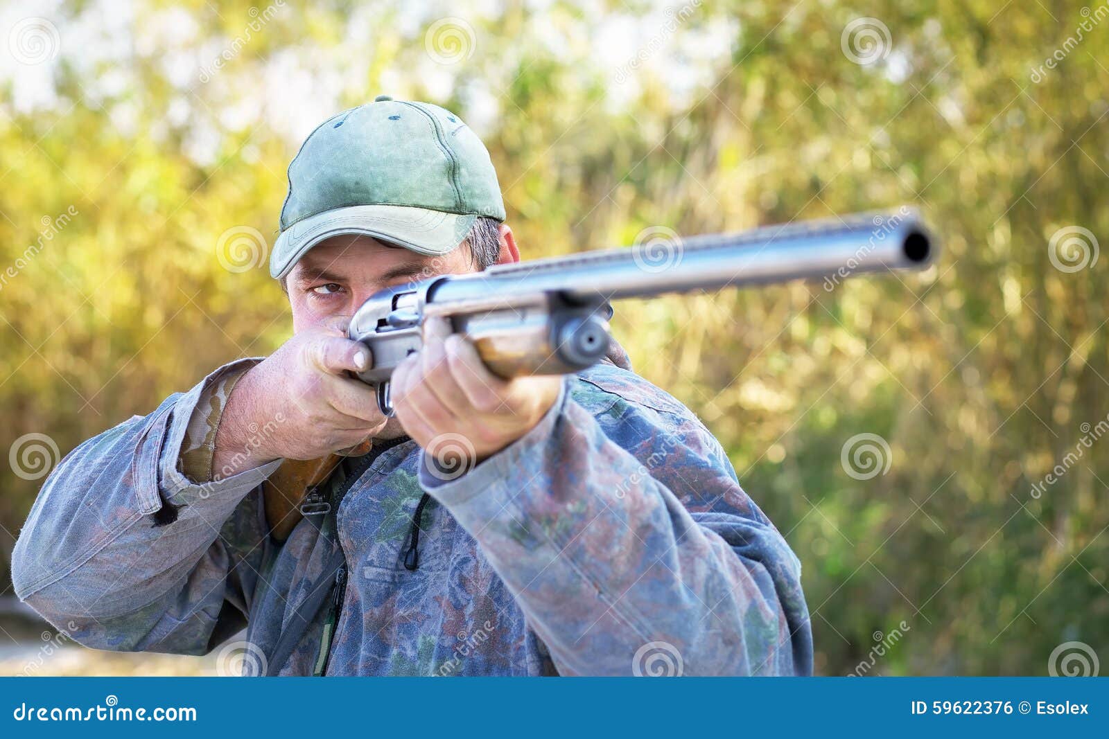 Hunter Taking Aim at the Target. Stock Photo - Image of male, season ...