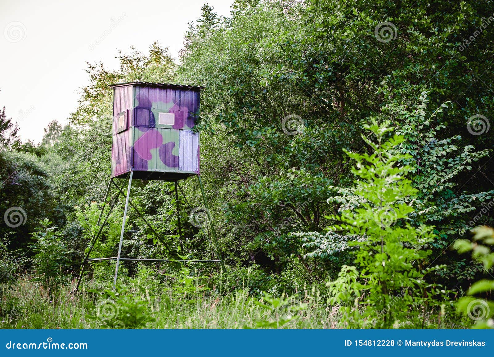 Hunter tower in the forest stock photo. Image of hunter - 154812228