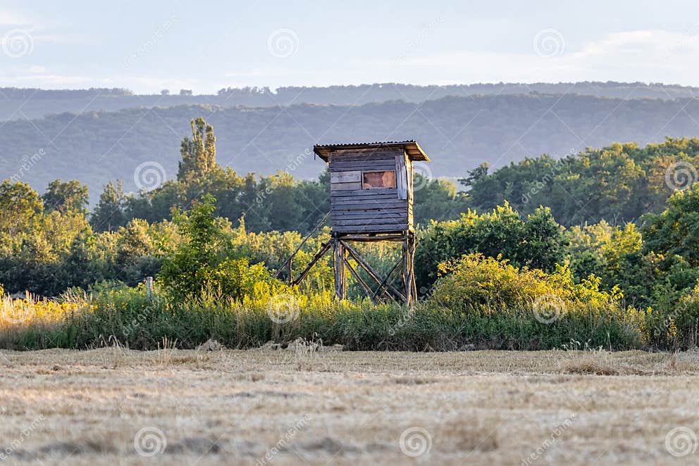 A hunter tower stock image. Image of ladder, field, landscape - 193417145