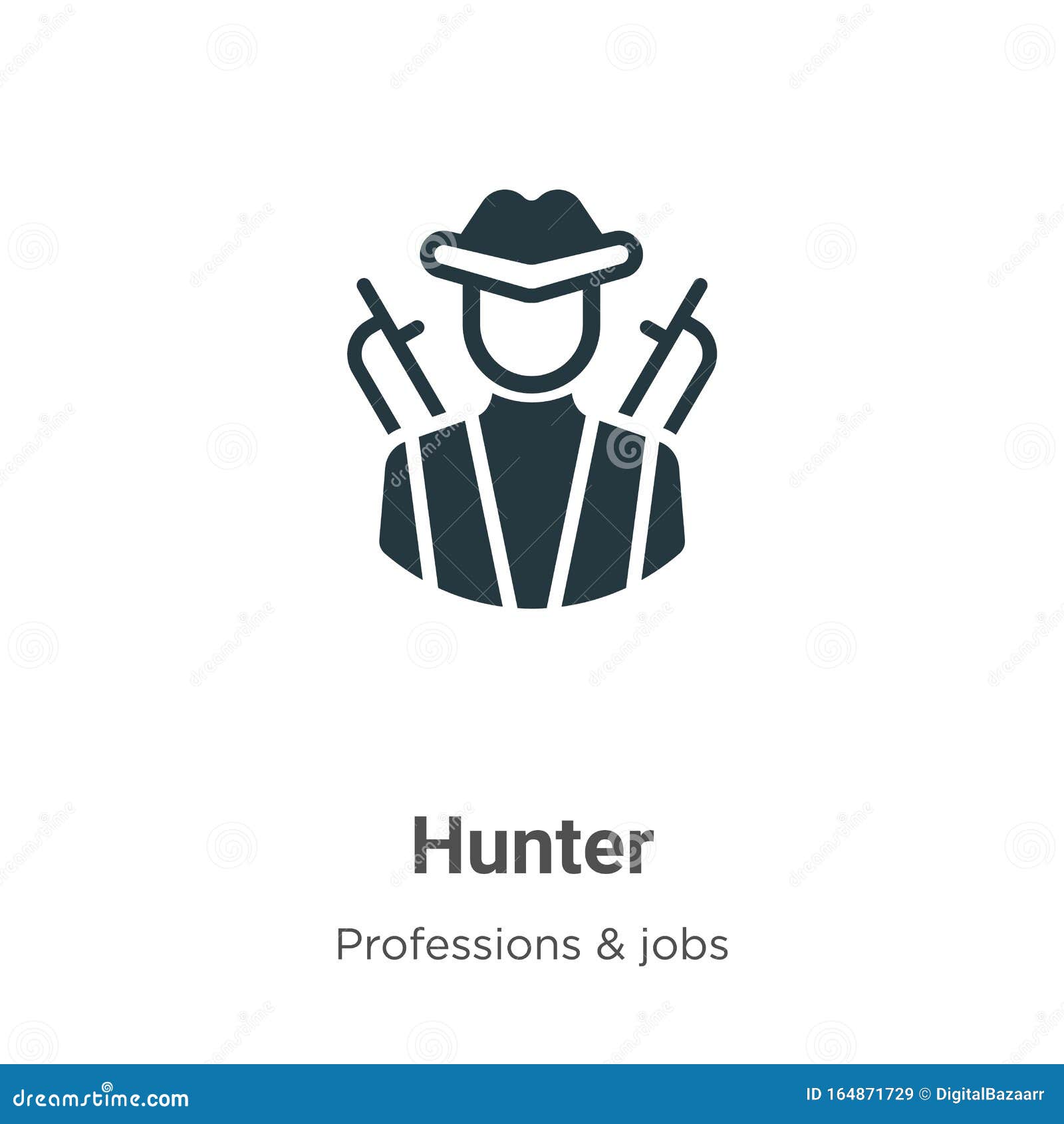 Hunter Vector Icon on White Background. Flat Vector Hunter Icon Symbol ...