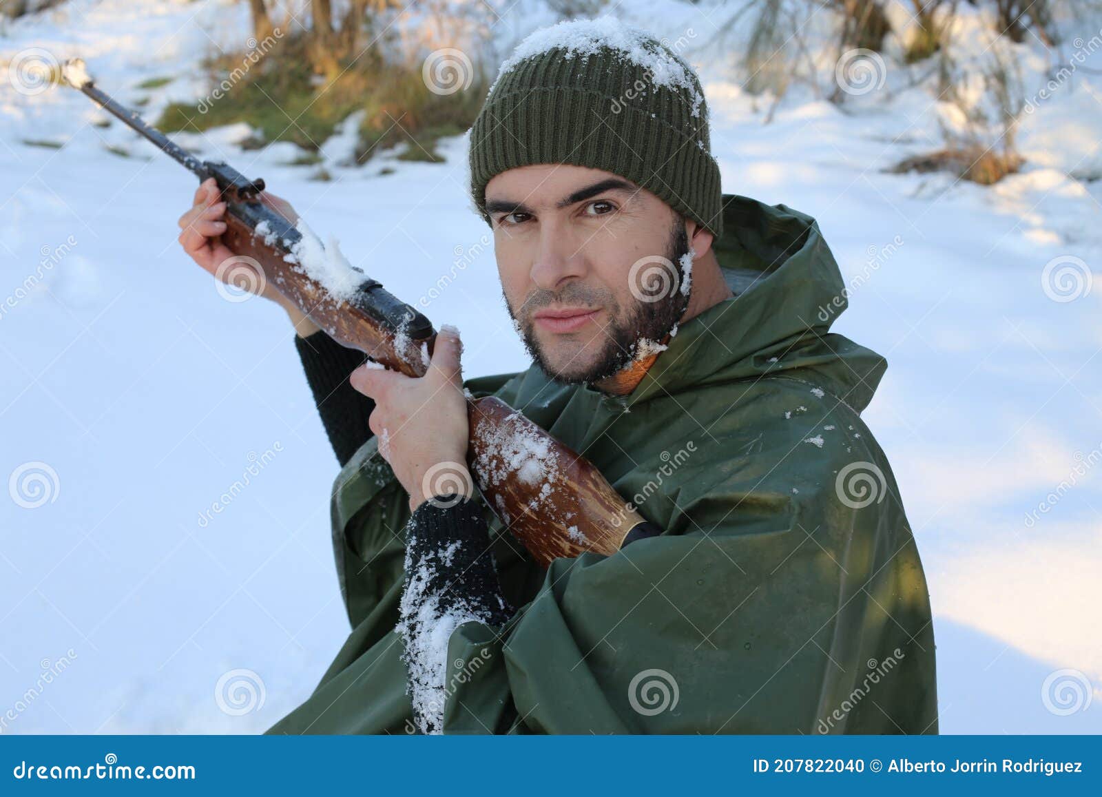 Hunter in the Winter with Snow Stock Photo - Image of outdoor, activity ...