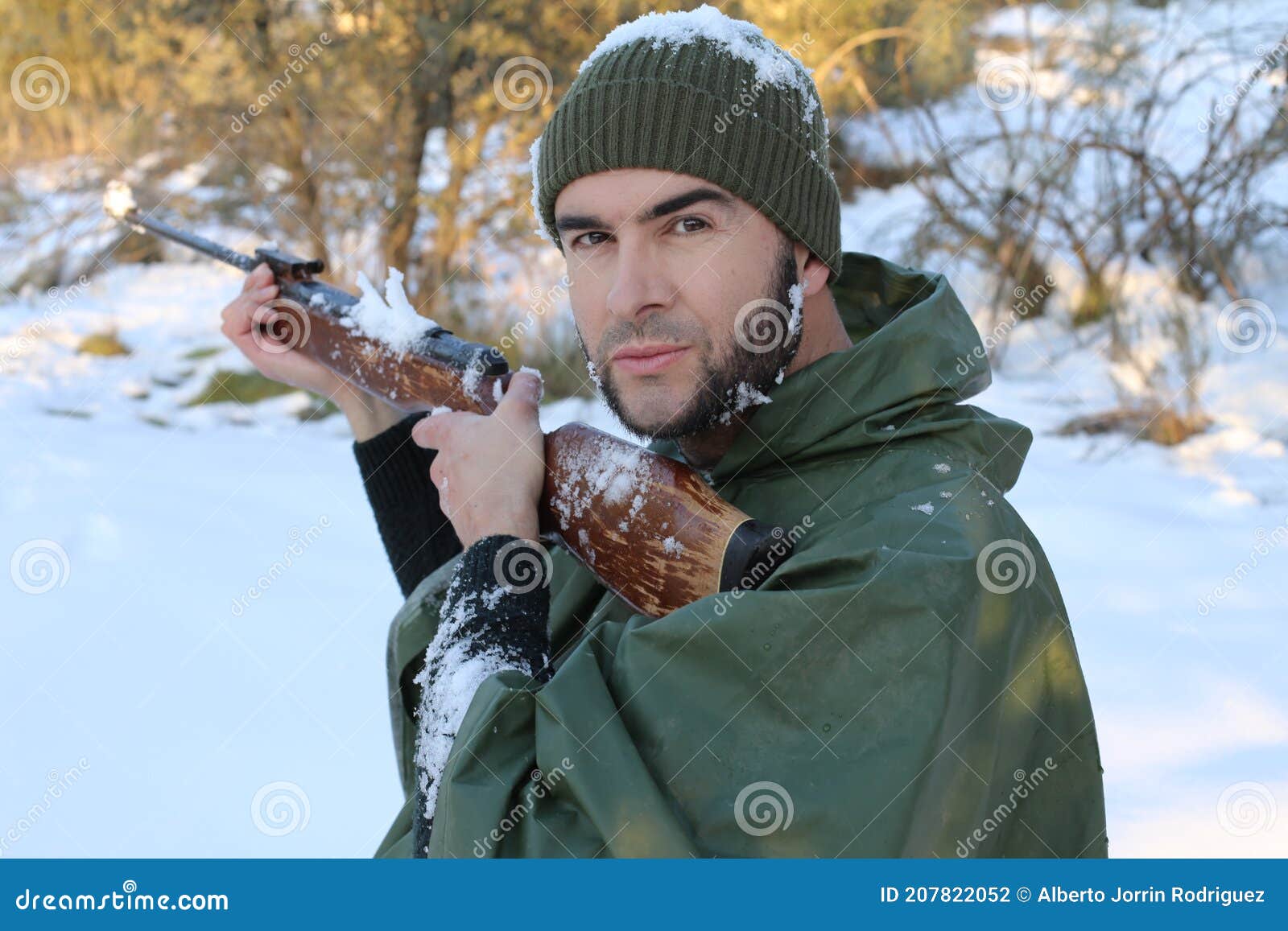 Hunter in the Winter with Snow Stock Photo - Image of northern ...