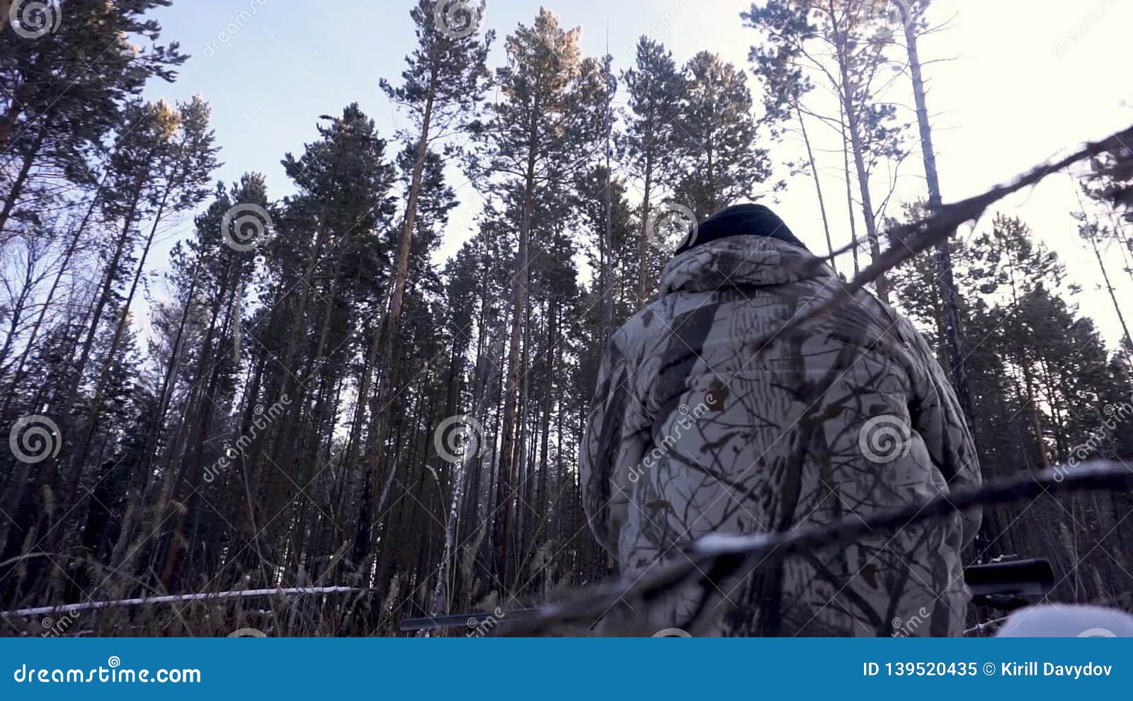 Hunters in the Woods. Armed Rangers in Winter Forest Stock Video ...