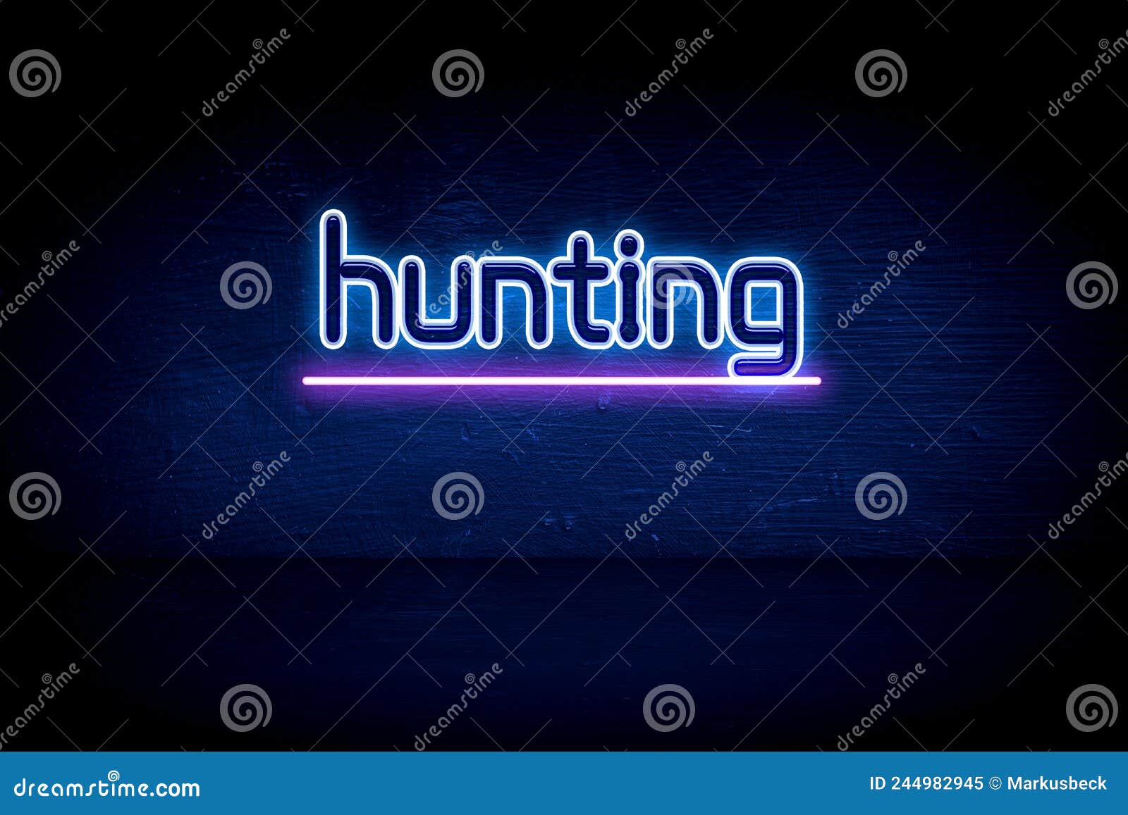 Hunting - Blue Neon Announcement Signboard Stock Image - Image of ...