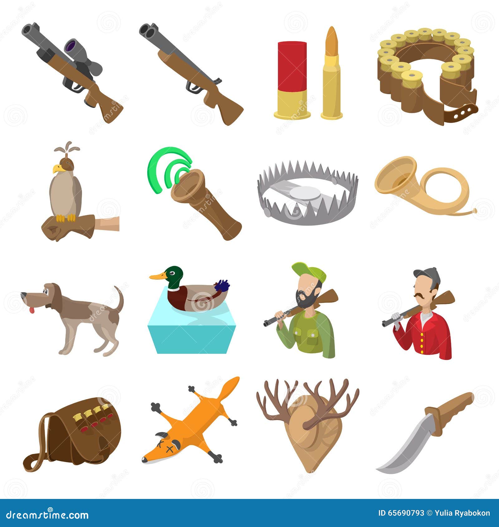 Hunting cartoon icons stock vector. Illustration of killed - 65690793