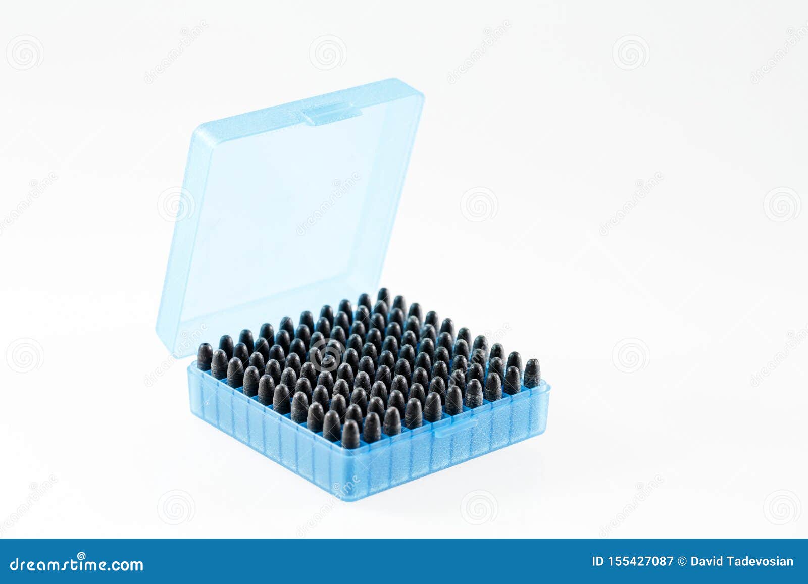 Hunting Cartridges in a Plastic Box. Bullet Storage Box. Stock Image ...
