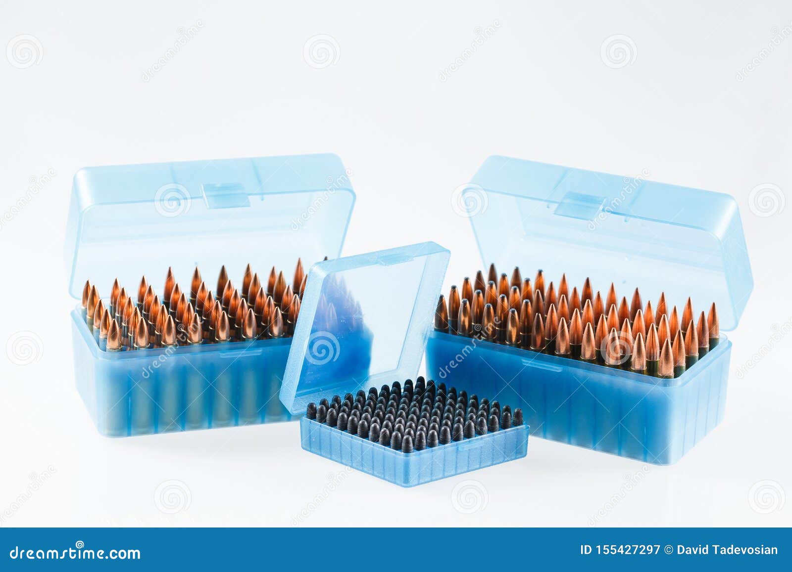 Hunting Cartridges in a Plastic Box. Bullet Storage Box. Stock Image ...