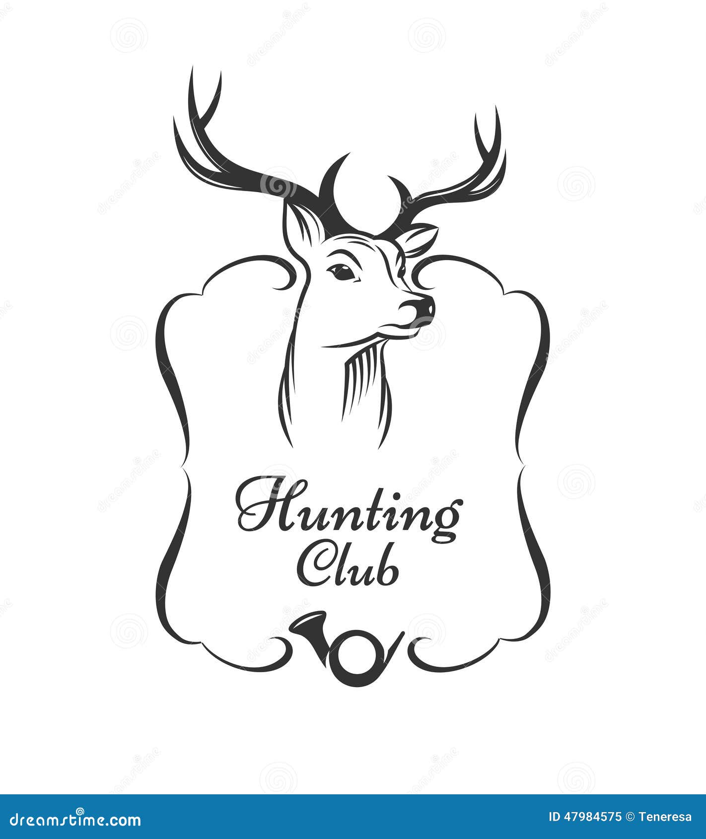 Hunting Club Logo Template. Two Deer And Target Silhouette Isolated On ...