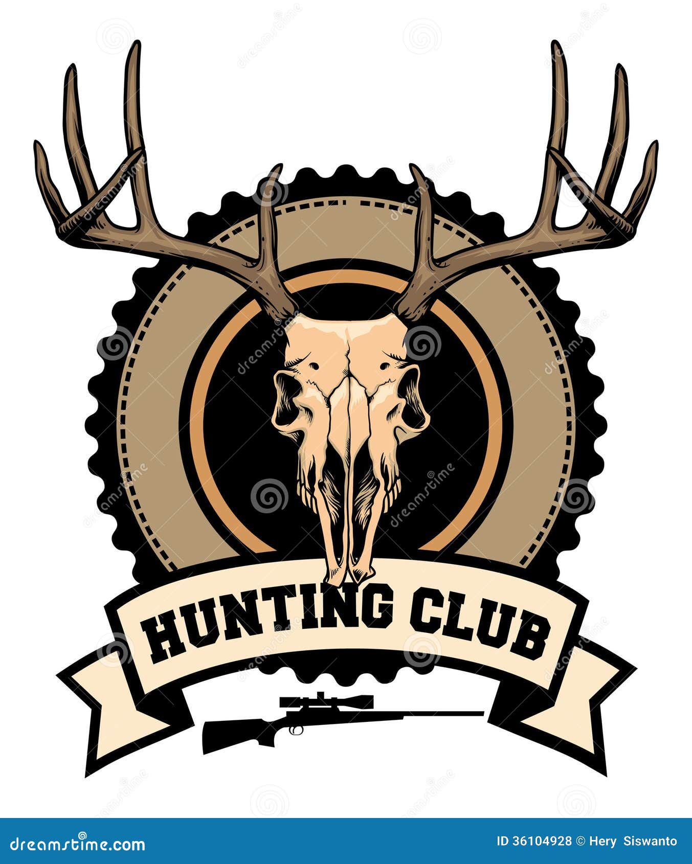 Hunting Club Logo Template. Two Deer And Target Silhouette Isolated On ...