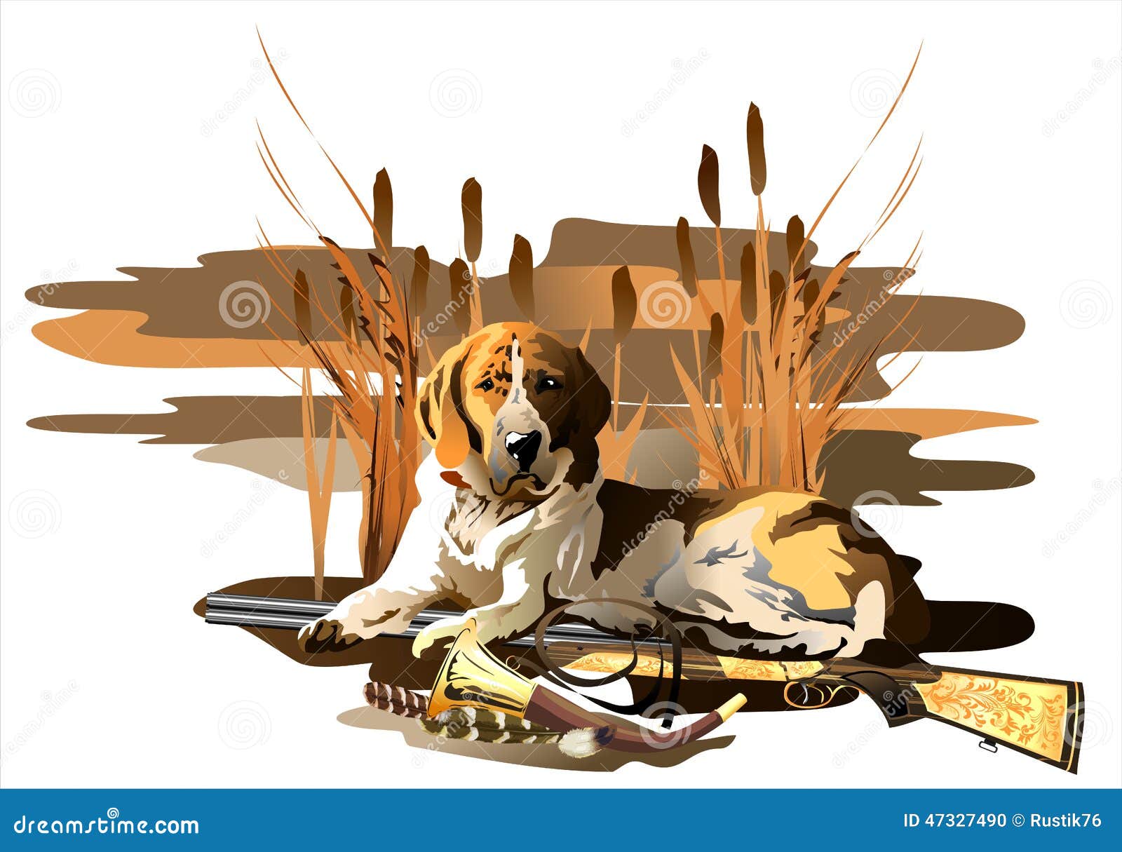 Hunting dog. (Vector) stock illustration. Illustration of labrador ...