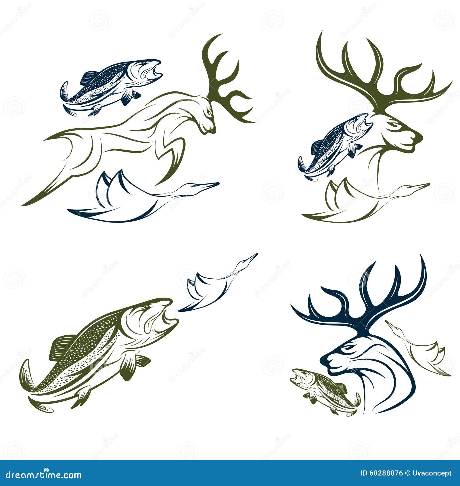Hunting and Fishing Labels and Design Elements Stock Vector ...
