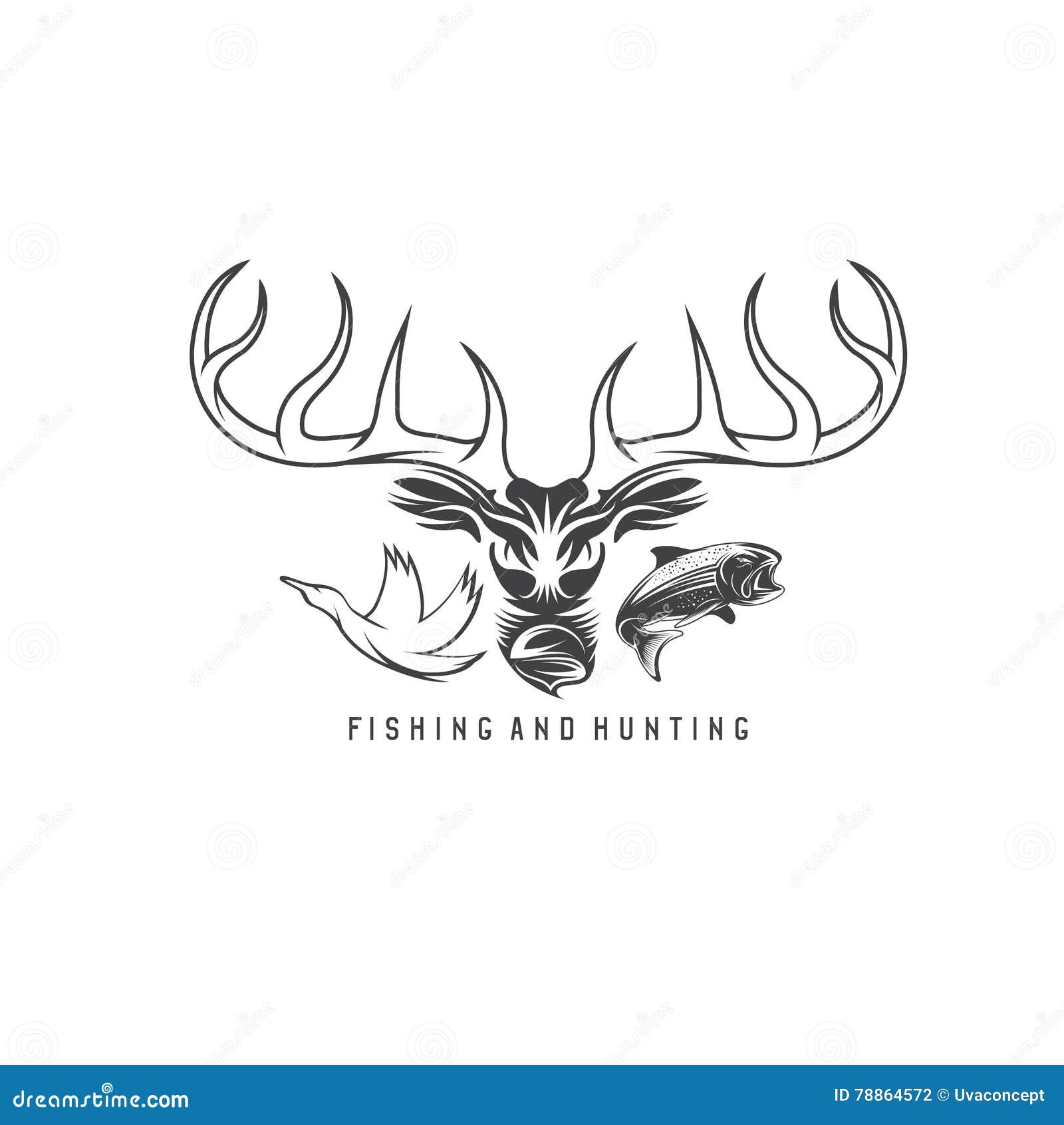 Hunting and Fishing Vintage Emblem Vector Design Stock Vector ...