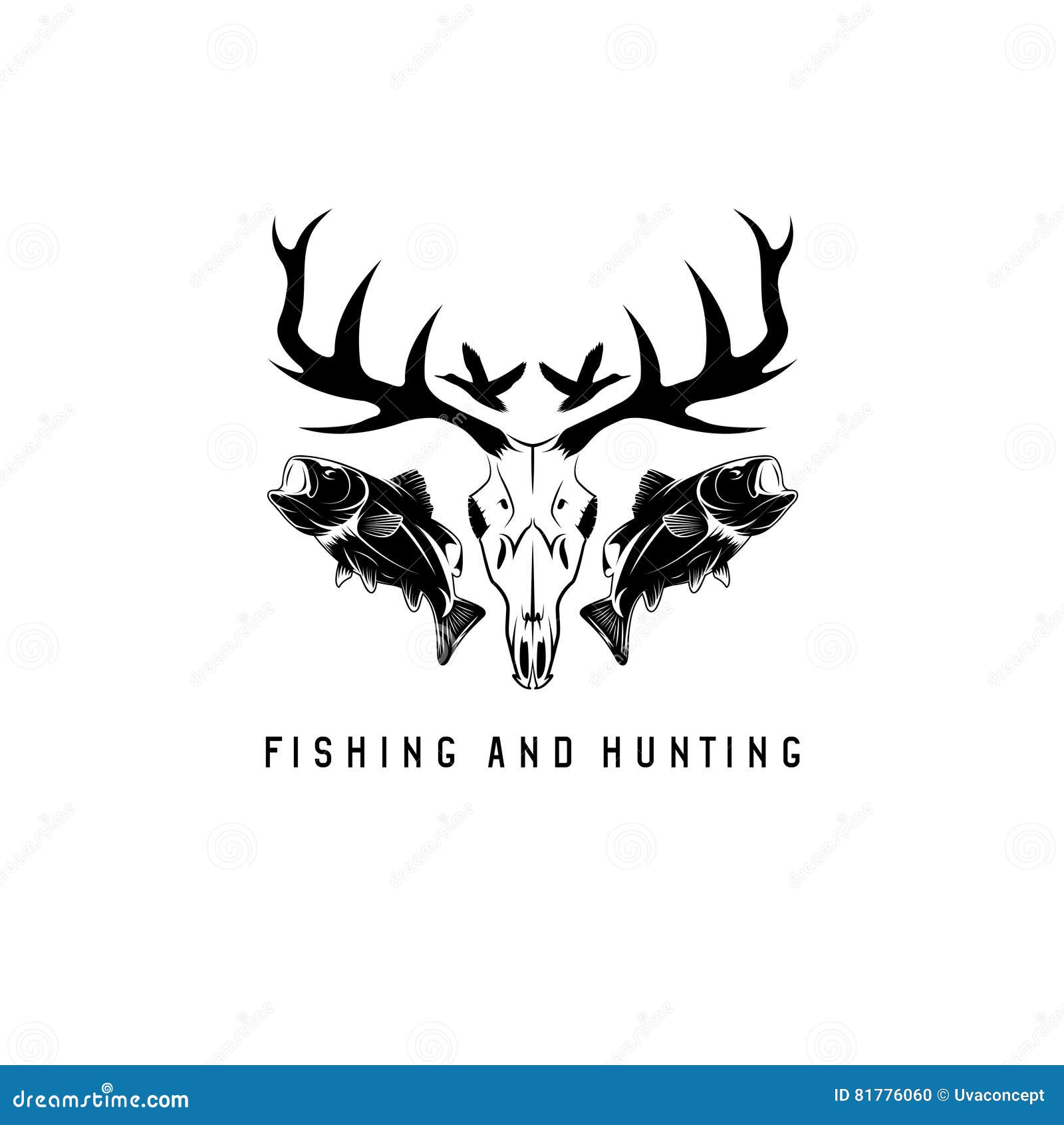 Hunting and Fishing Vintage Emblem Vector Design Stock Vector ...