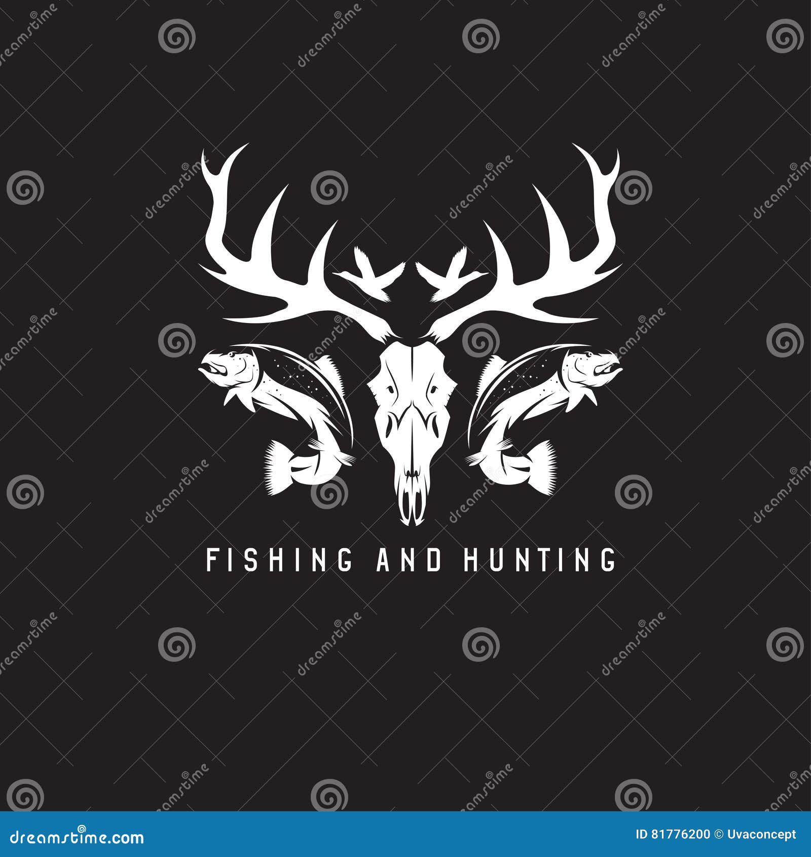 Hunting and Fishing Vintage Emblem Vector Design Stock Vector ...