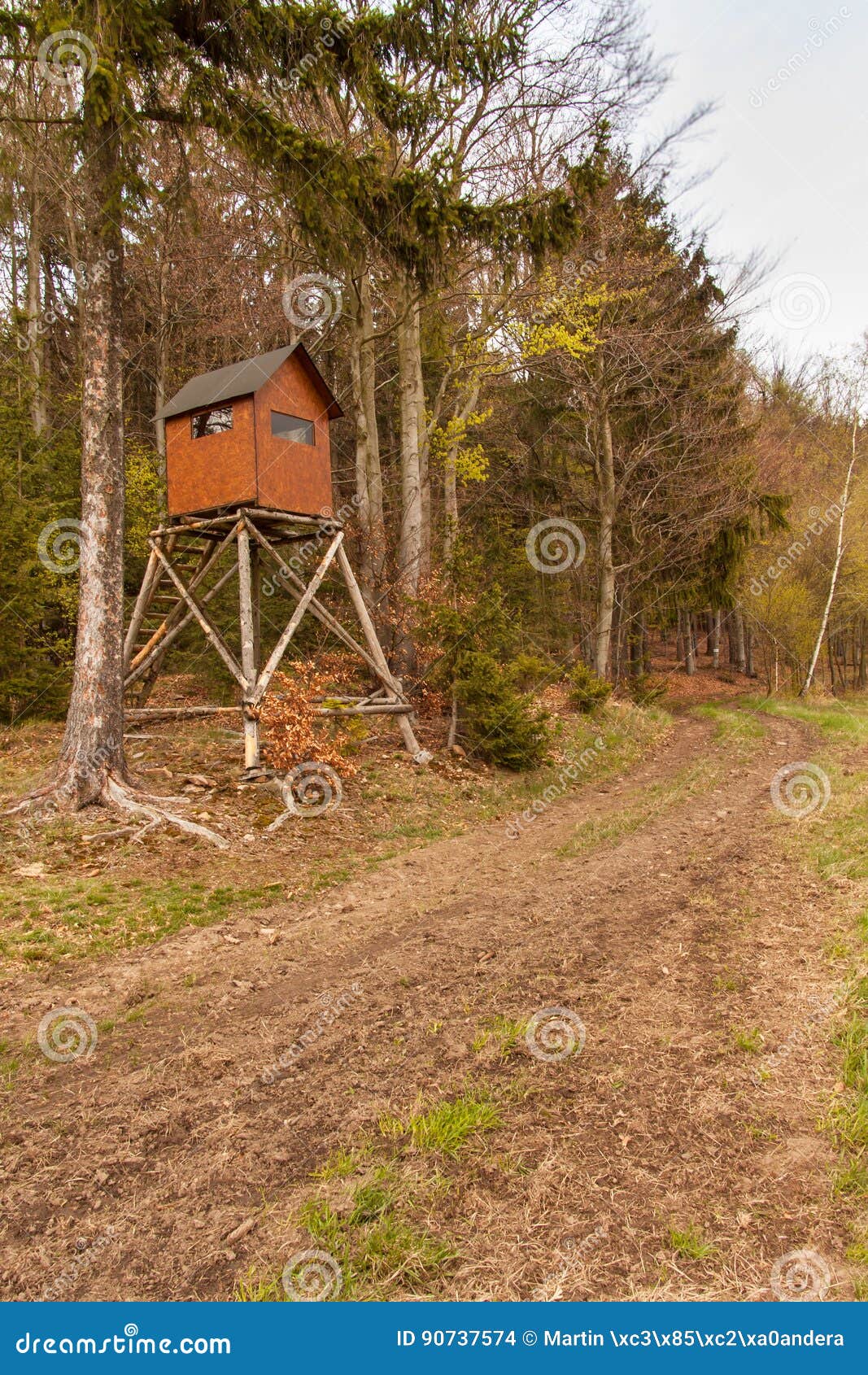 Hunting Hide in the Forest. Hunting Stash. the Wooden Tower. Stock ...