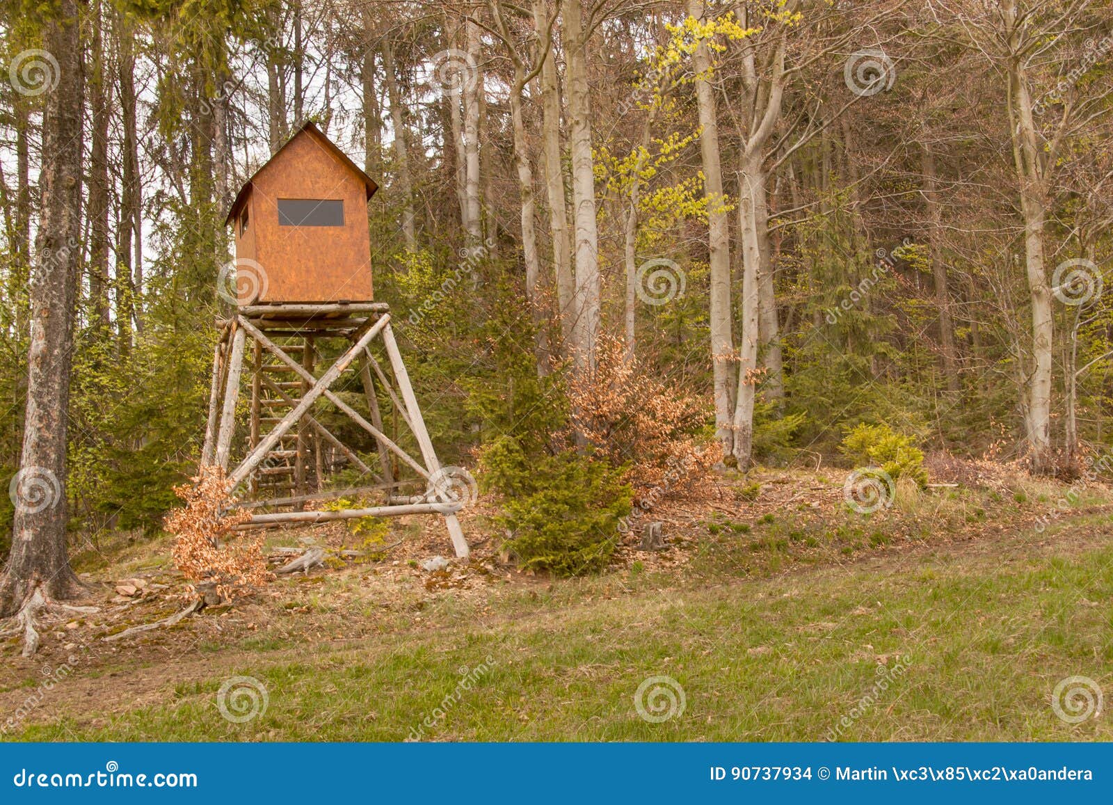 Hunting Hide in the Forest. Hunting Stash. the Wooden Tower. Stock ...