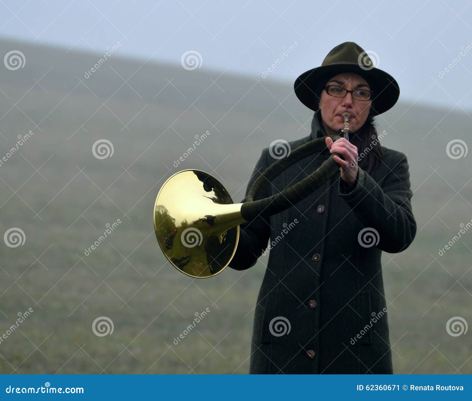 Hunting Horns Musician Playing Stock Image - Image of metal, history ...