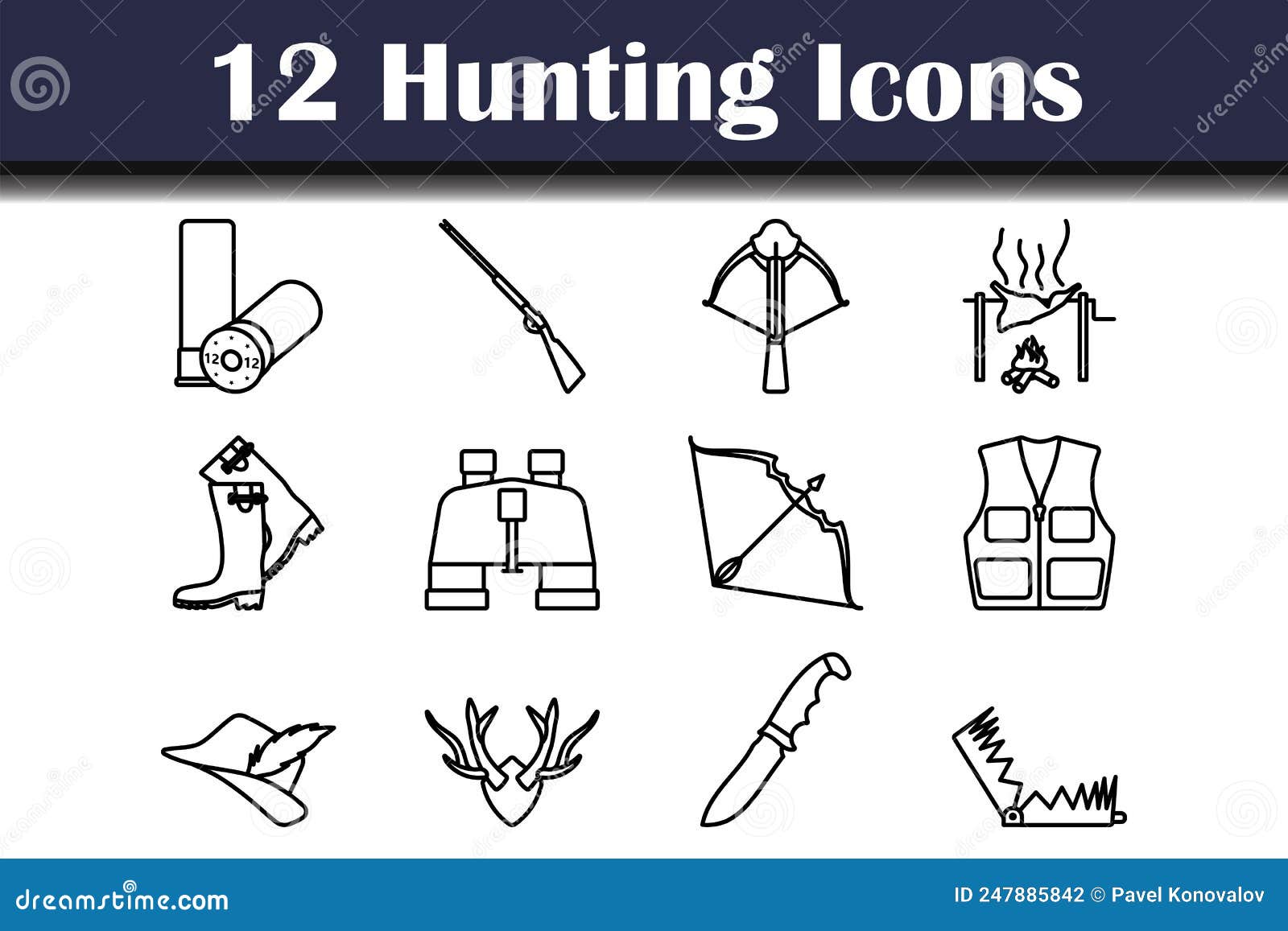 Hunting Icon Set stock vector. Illustration of scope - 247885842