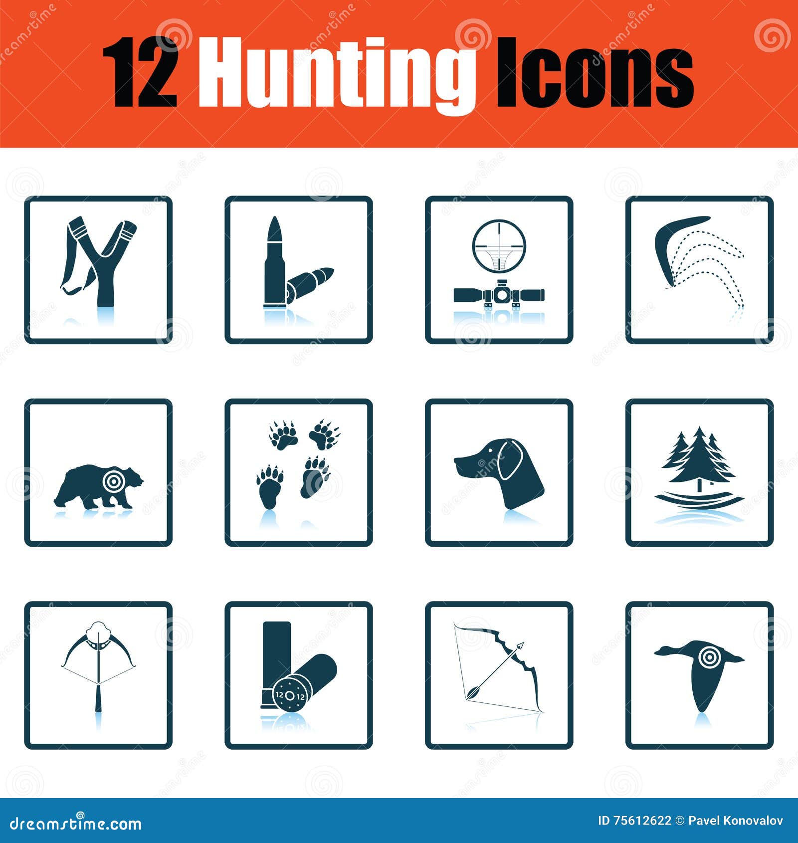 Hunting icon set stock vector. Illustration of outdoor - 75612622
