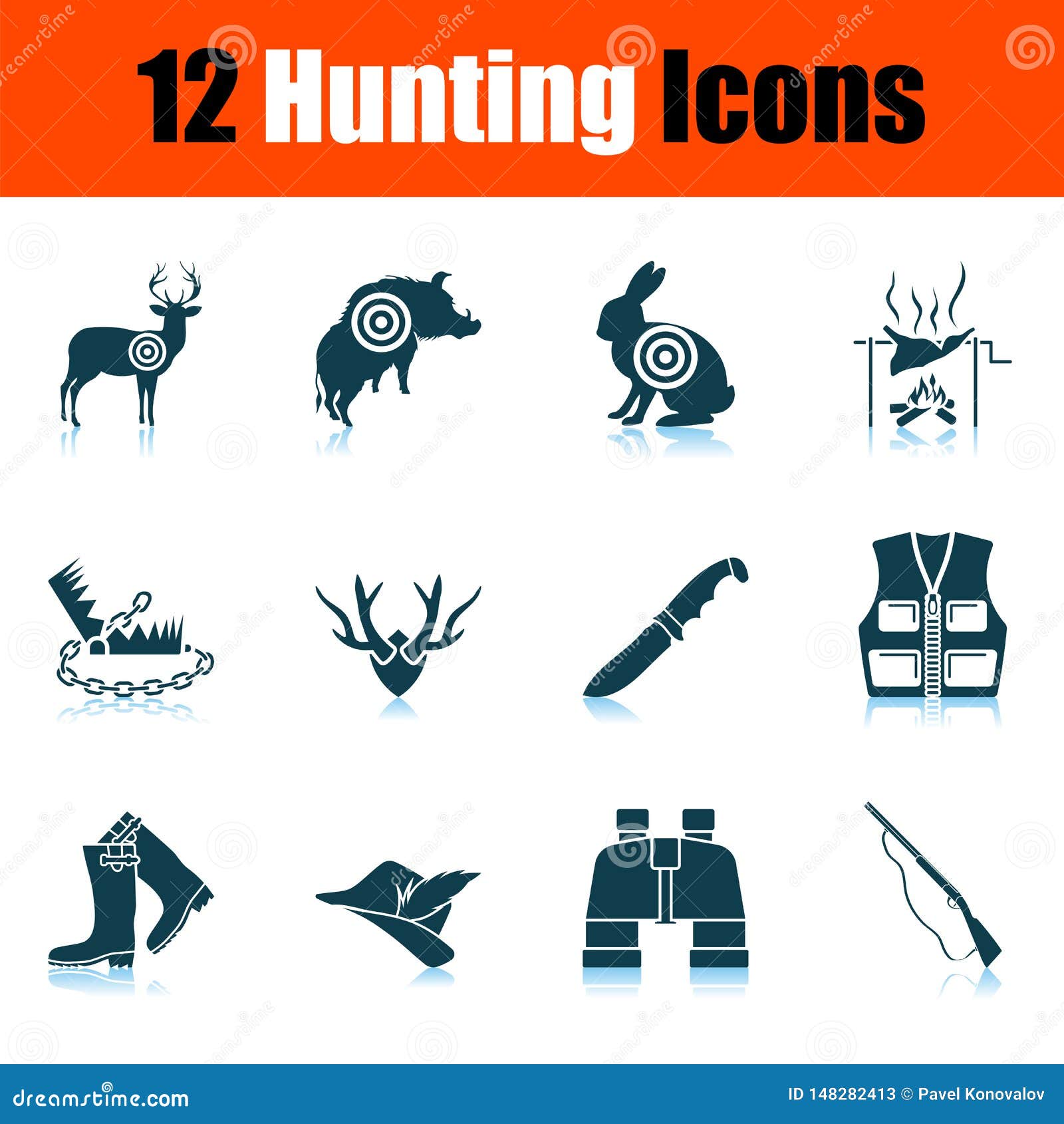 Hunting Icon Set stock vector. Illustration of scope - 148282413