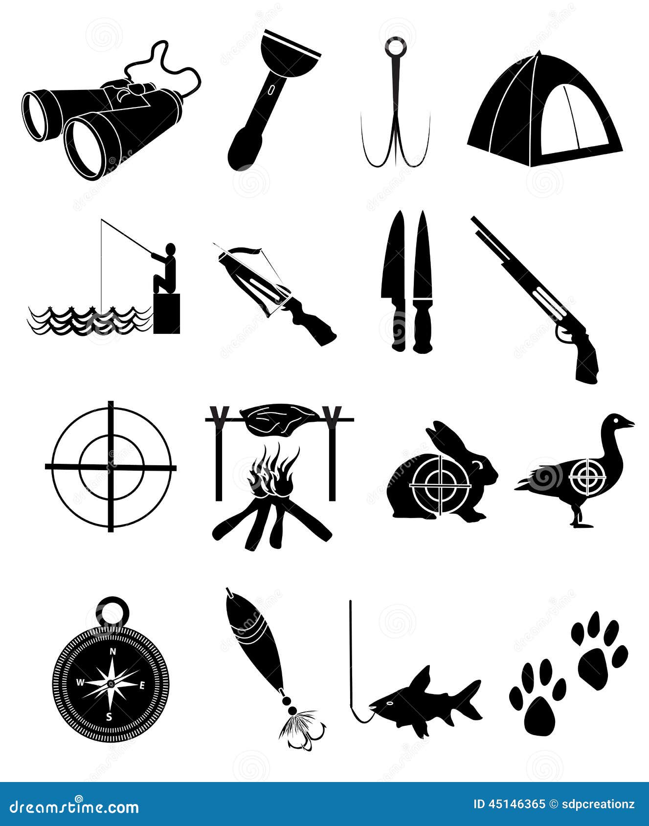 Hunting icons set stock vector. Illustration of hunter - 45146365