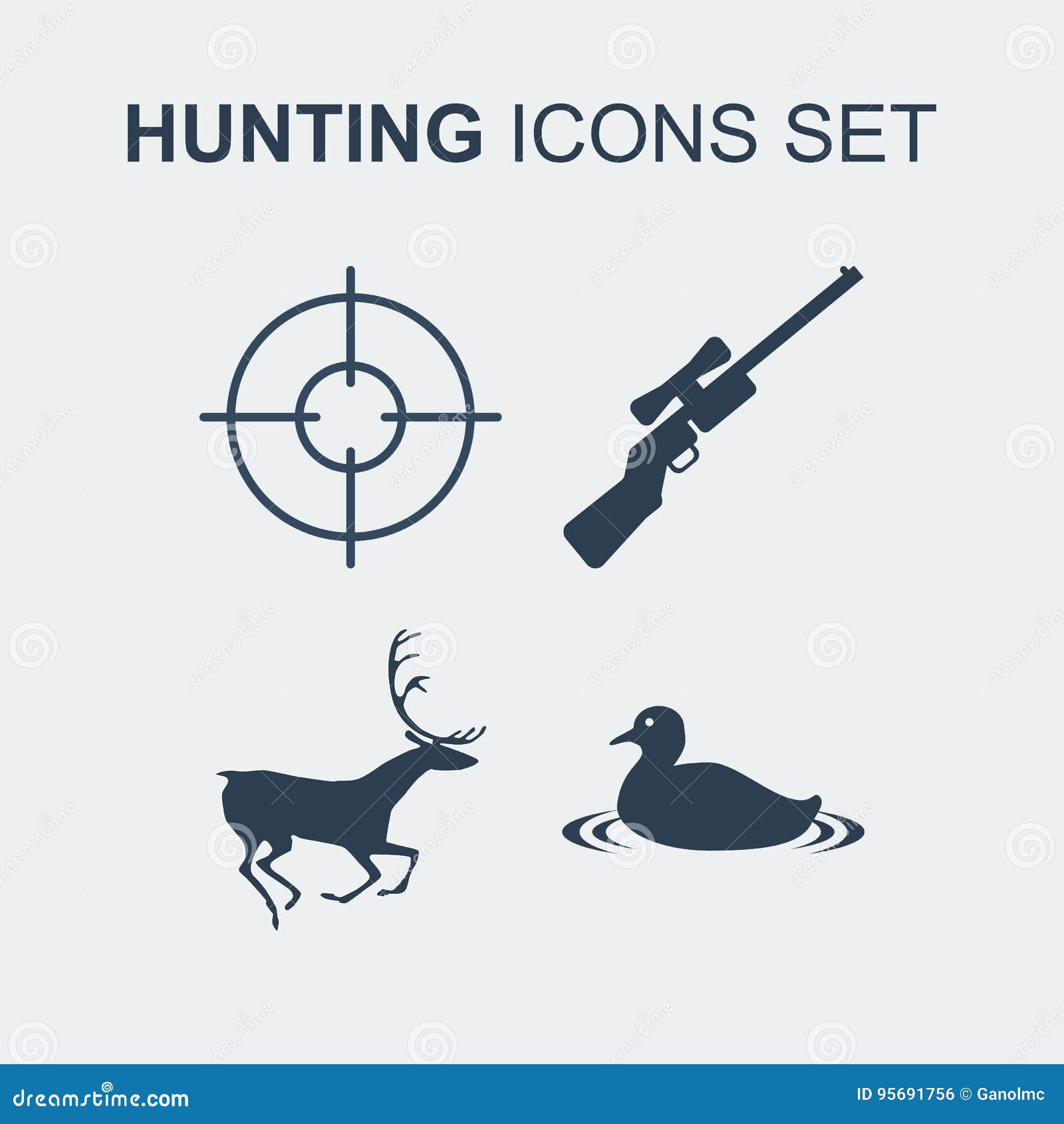 Hunting Icons Set. Vector Illustration Stock Vector - Illustration of ...