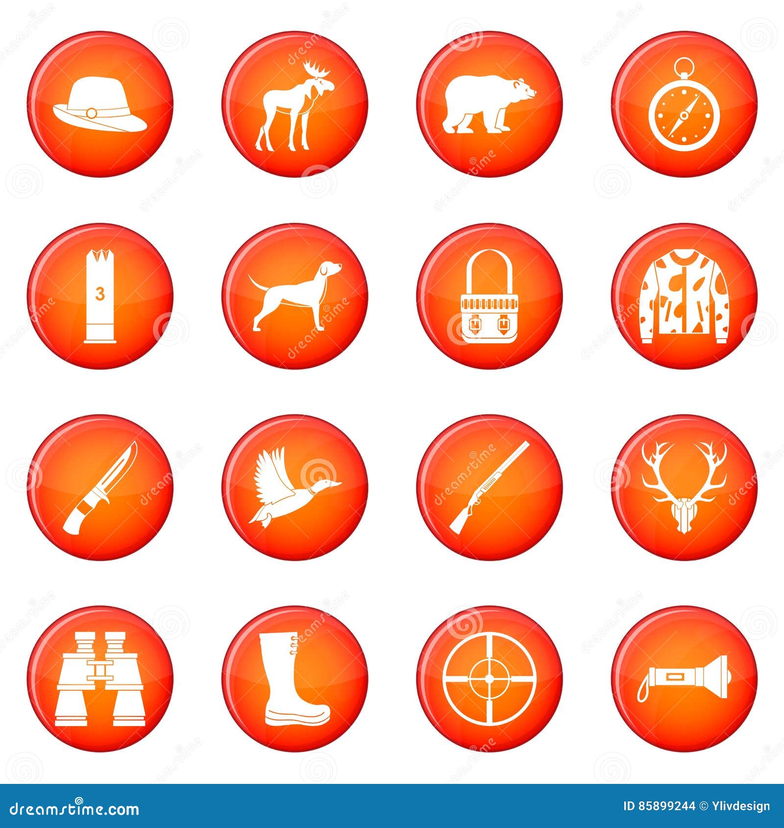 Hunting icons vector set stock vector. Illustration of collection ...