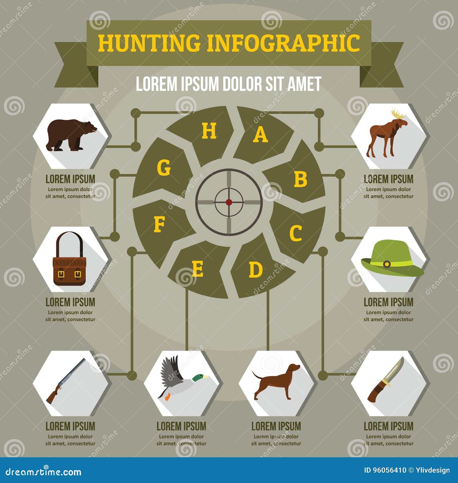 Hunting Infographic Concept, Flat Style Stock Vector - Illustration of ...