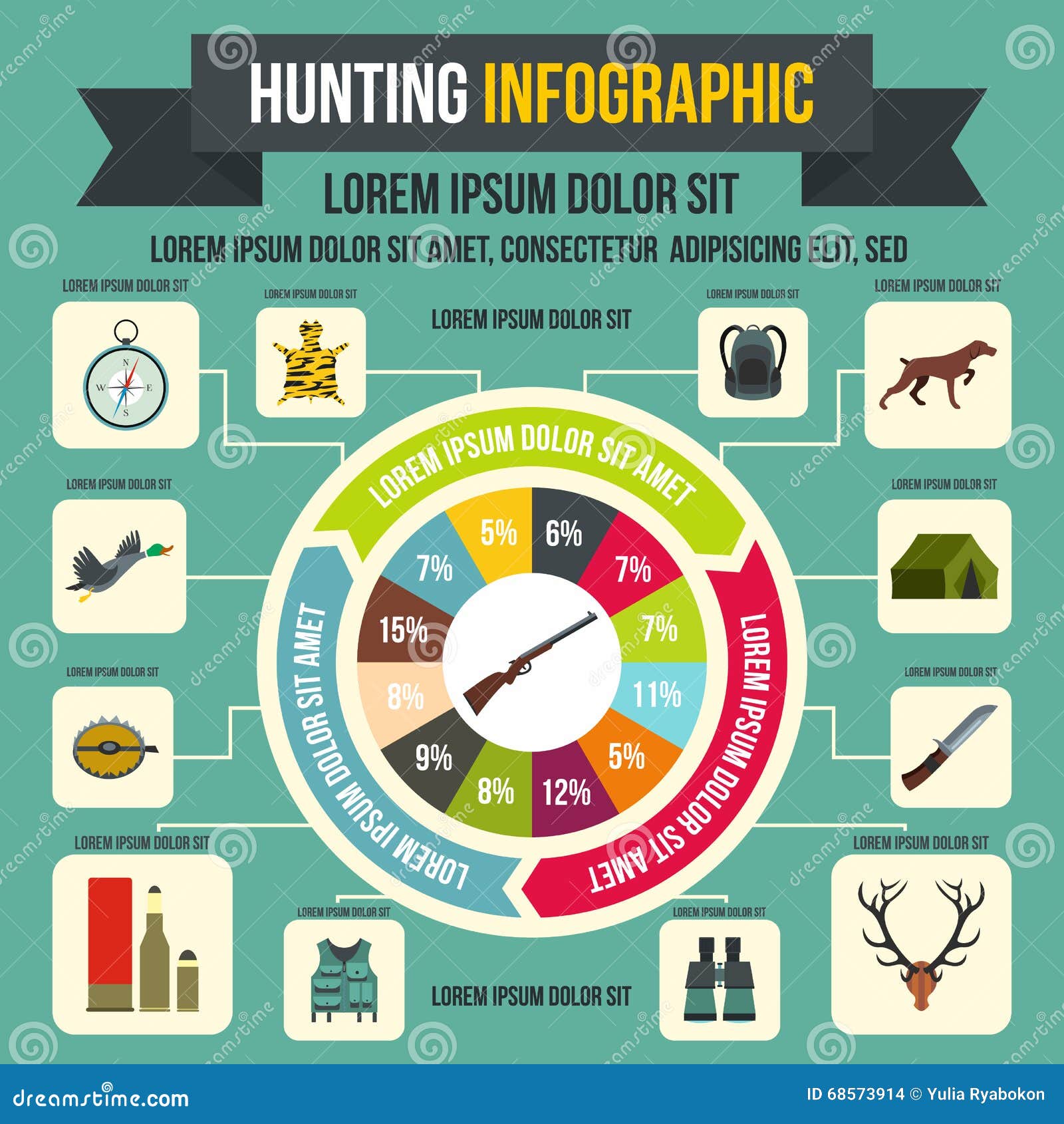Hunting Infographic With Aiming Hunter And Charts Vector Illustration ...