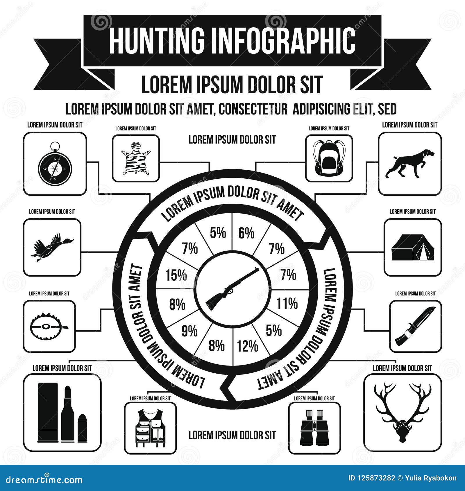 Hunting Infographic With Aiming Hunter And Charts Vector Illustration ...