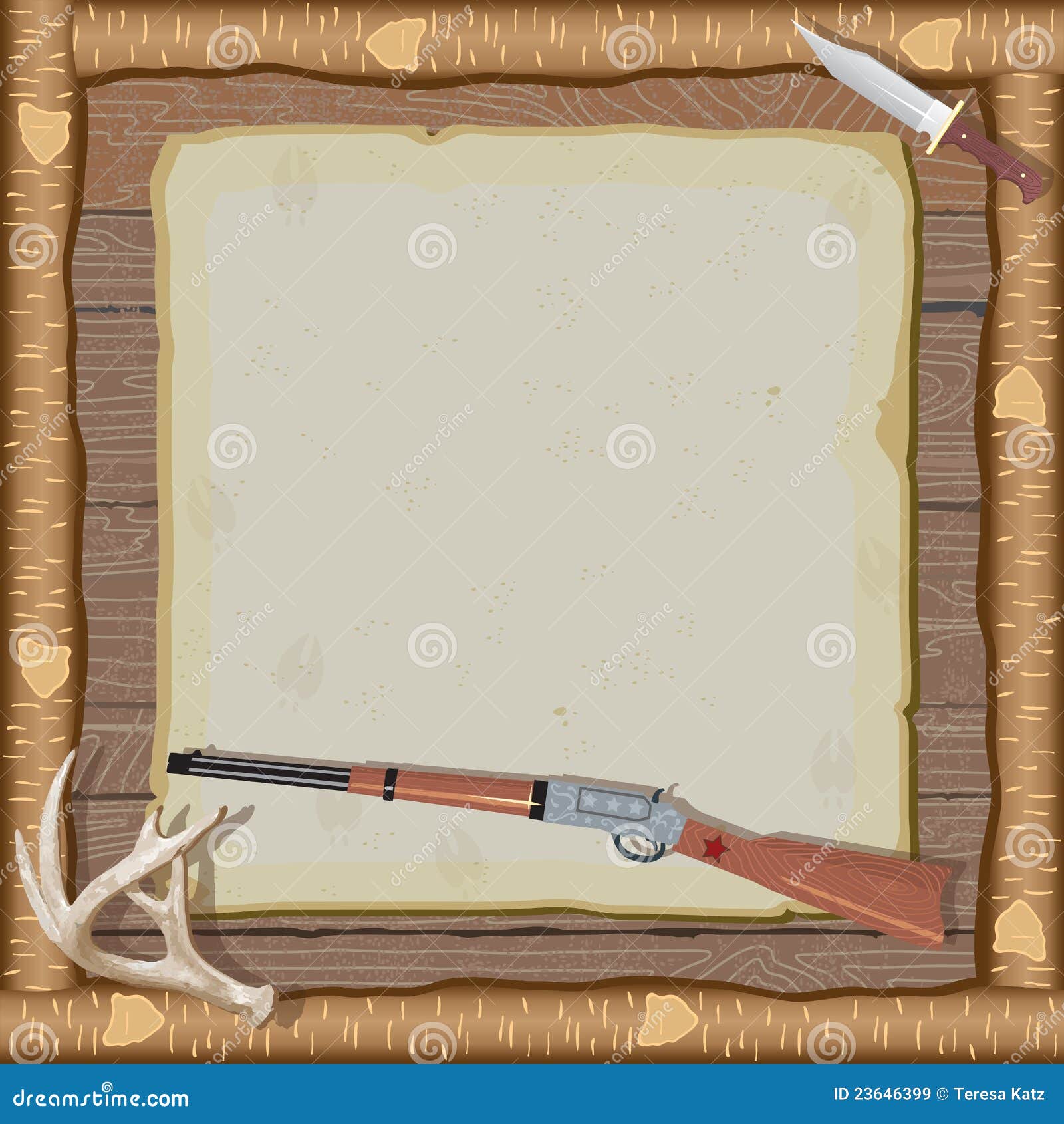 Hunting Invitation with Wood Frame Stock Vector - Illustration of ...