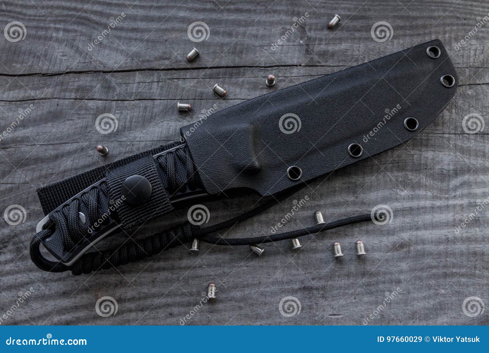 The Hunting Knife in a Cover. the Diagonal Position. Stock Image ...