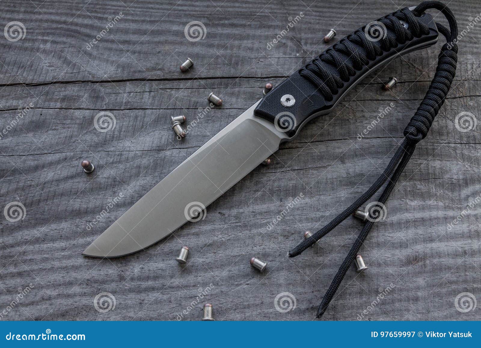 Hunting knife with strap. stock image. Image of fold - 97659997