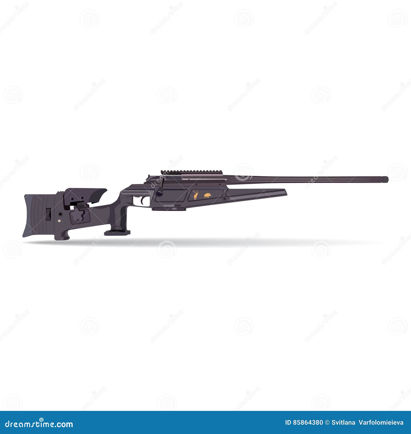 Hunting Rifle, Vector Illustration in Flat Style Design Stock Vector ...