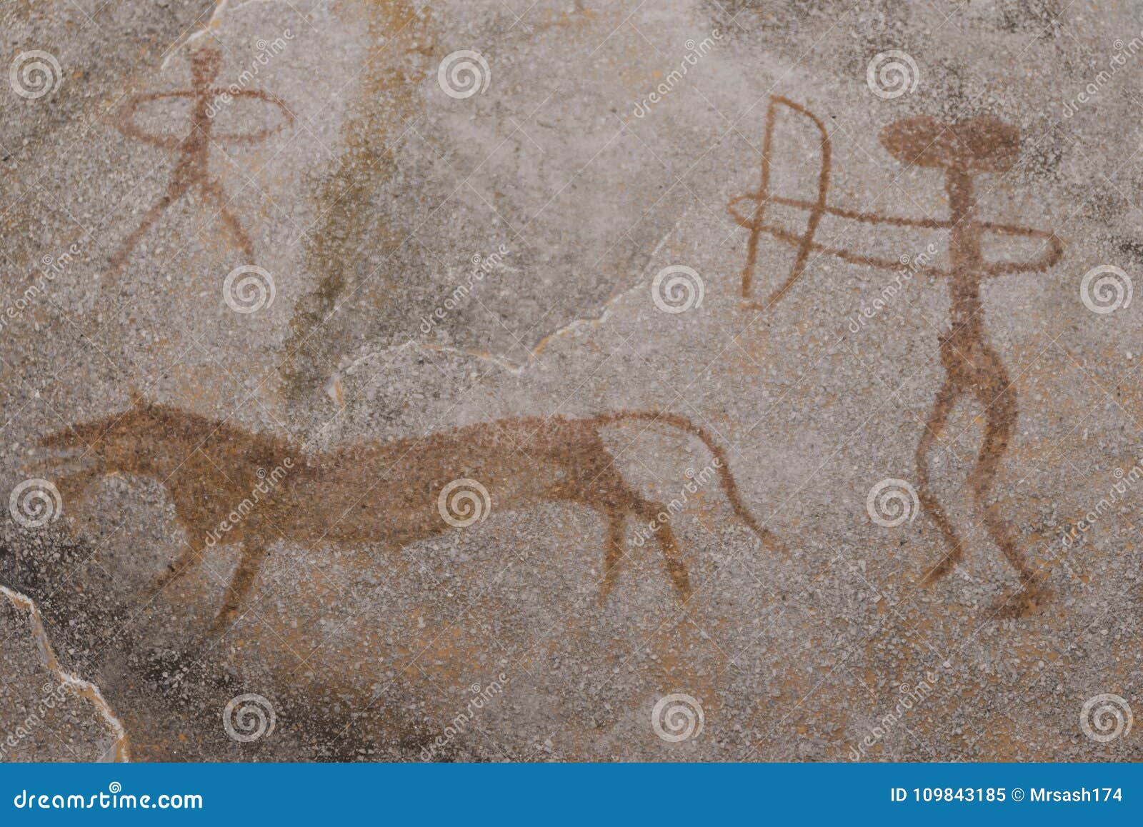 Hunting Scene In Ancient Cave Paintings Royalty-Free Stock Photo ...