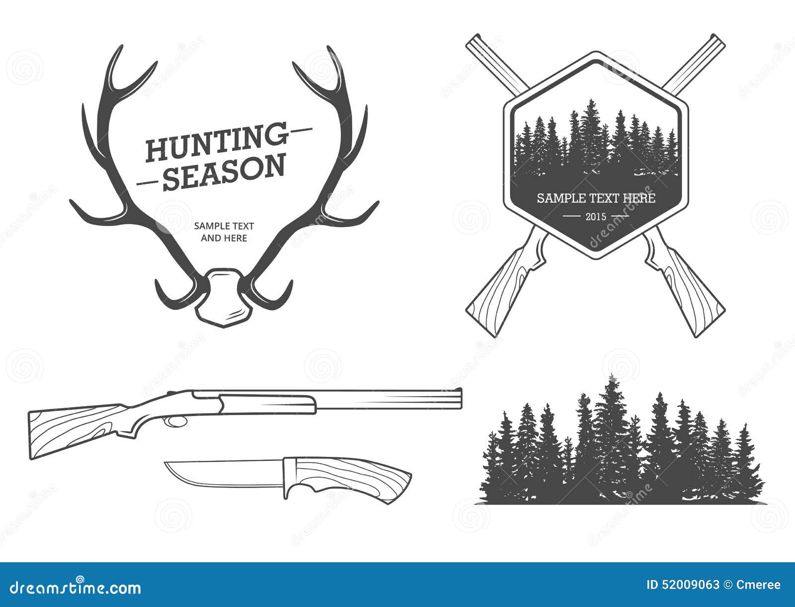 Hunting set stock vector. Illustration of knife, horn - 52009063