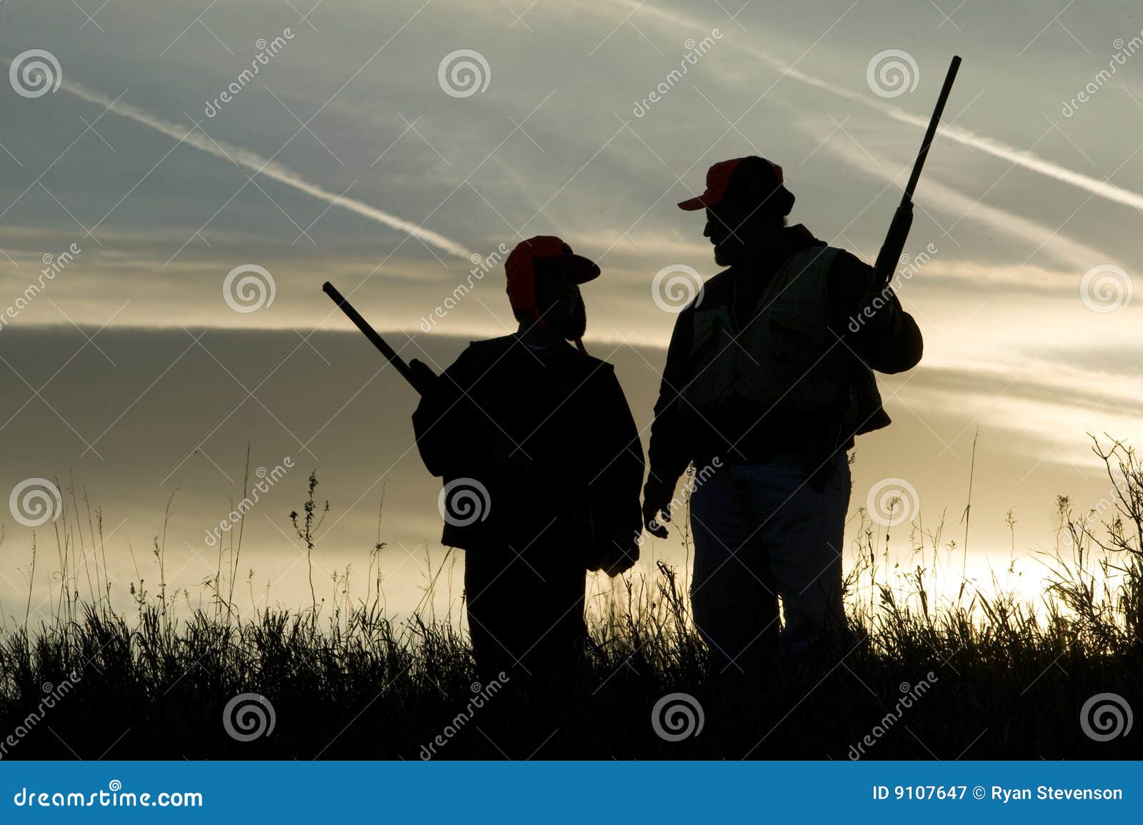 Father Son Hunting Silhouette