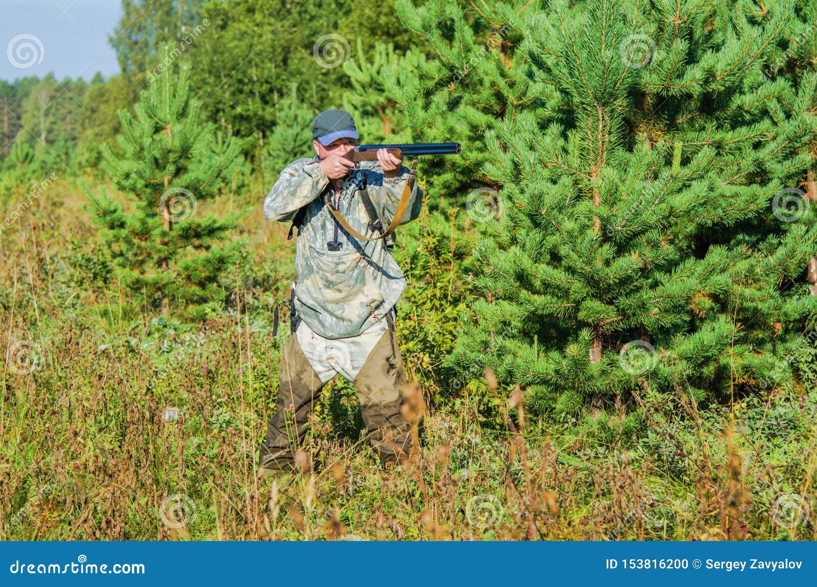 Hunter in the Summer Forest Stock Photo - Image of hunter, adult: 153816200