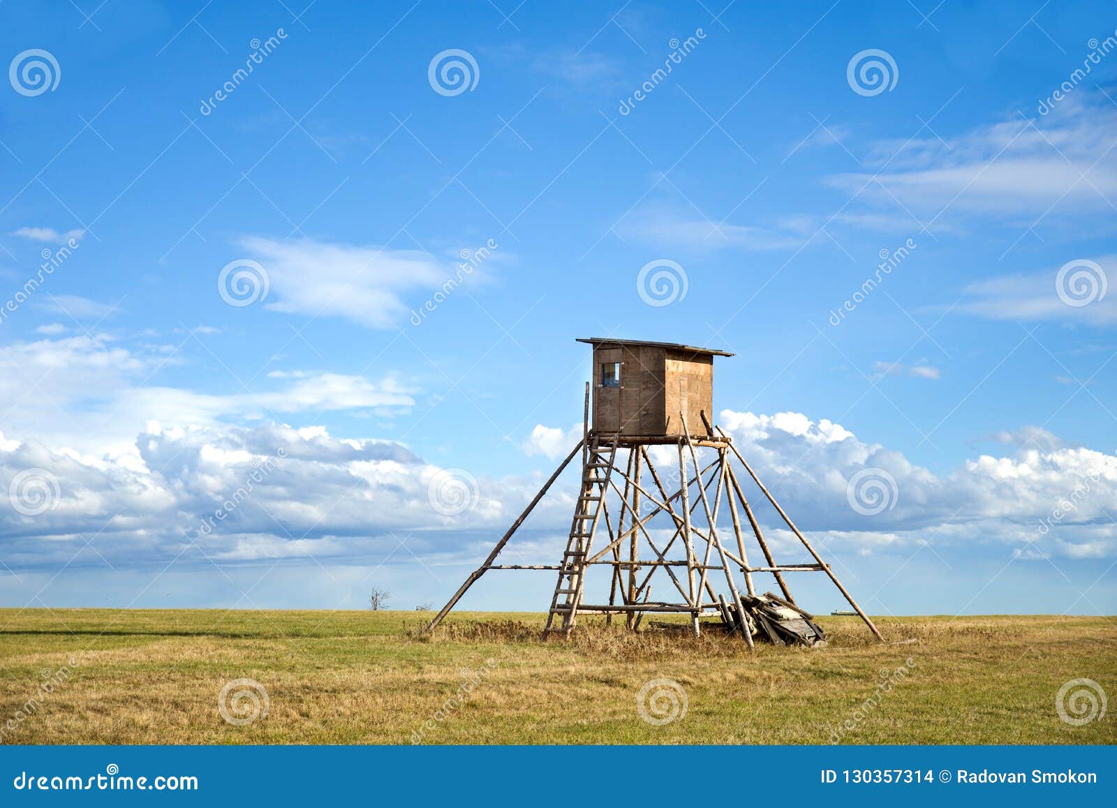 Hunting tower stock photo. Image of field, rural, meadow - 130357314