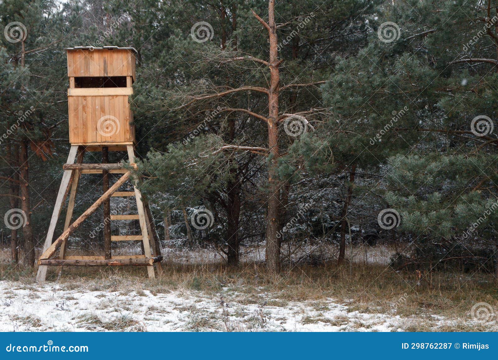Hunting Tower in Wild Forest Stock Image - Image of december, high ...