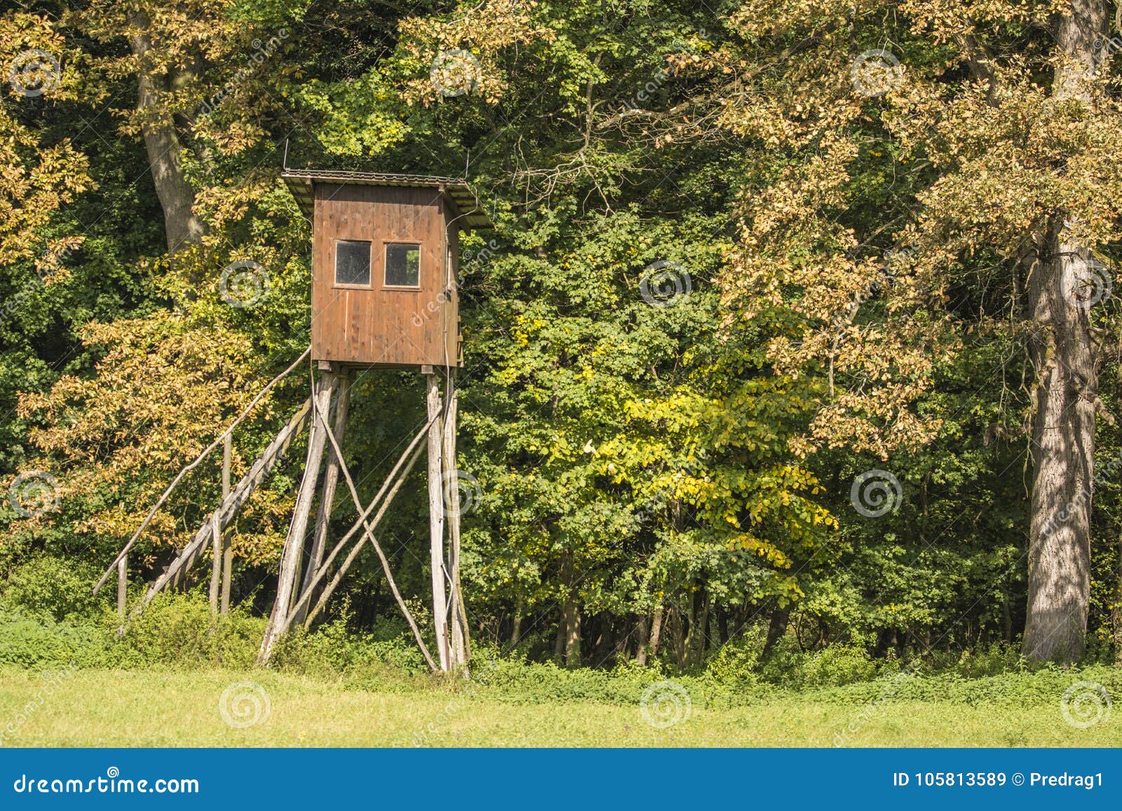 Hunting tower stock image. Image of color, raised, wilderness - 105813589