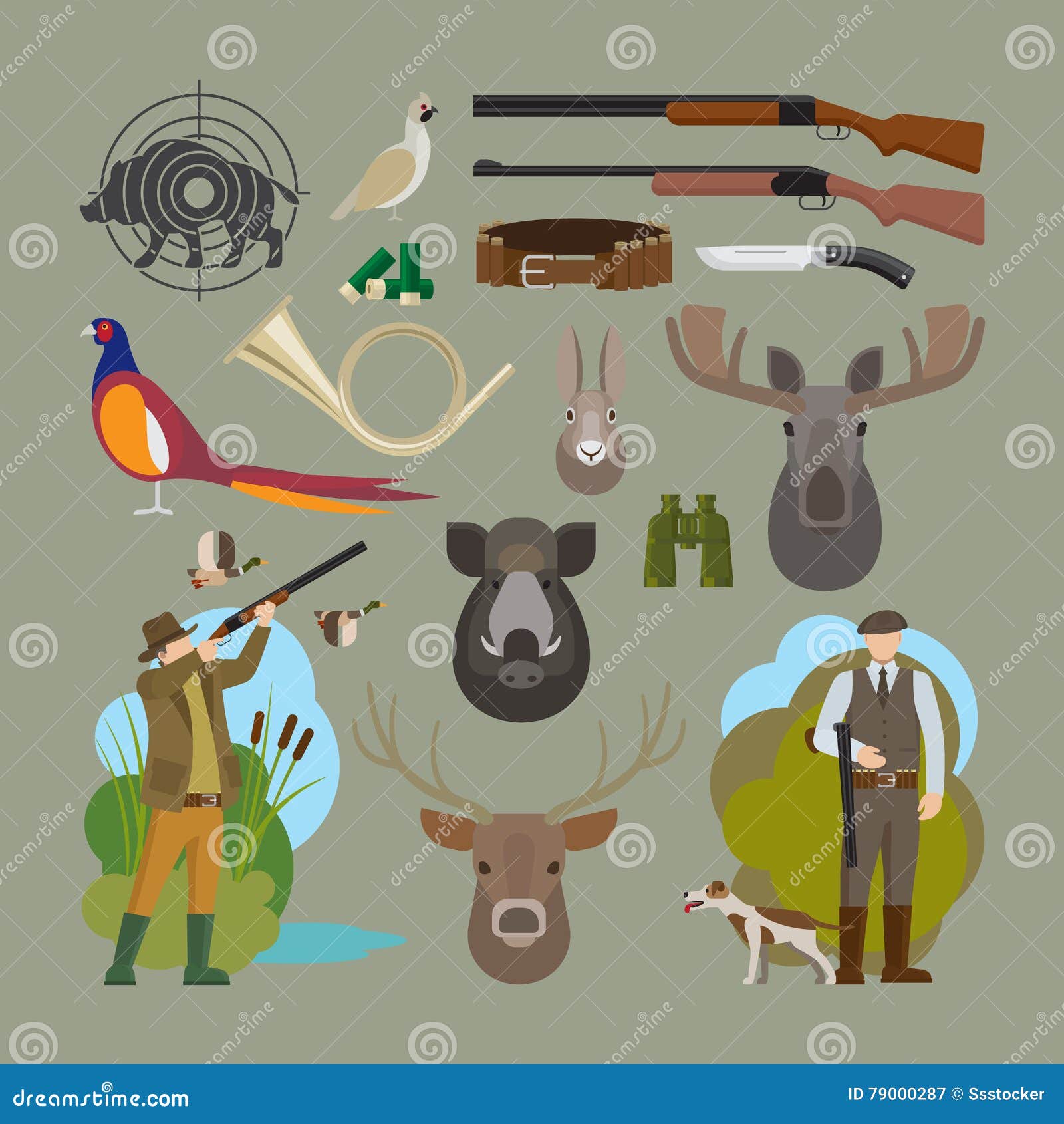 Hunting vector elements stock vector. Illustration of armed - 79000287