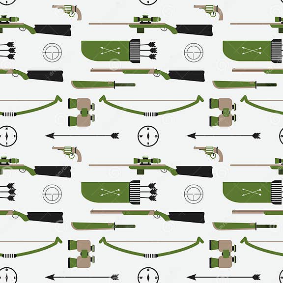 Hunting Vector Pattern. Flat Style Equipment Stock Vector ...