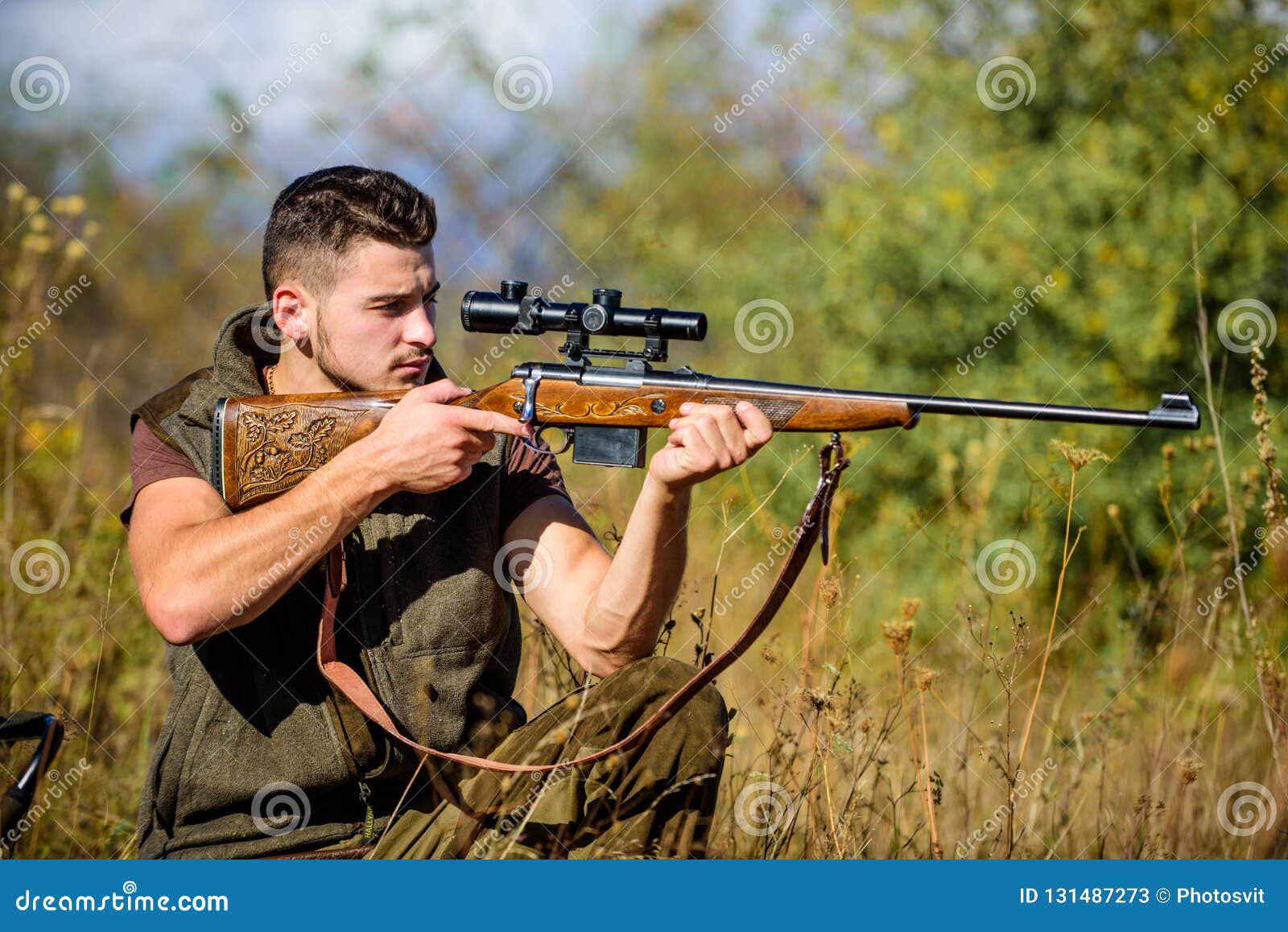 Hunting Weapon Gun or Rifle. Hunting Target. Looking at Target through ... Hunting Weapon Gun or Rifle. Hunting Target. Looking at Target through ...