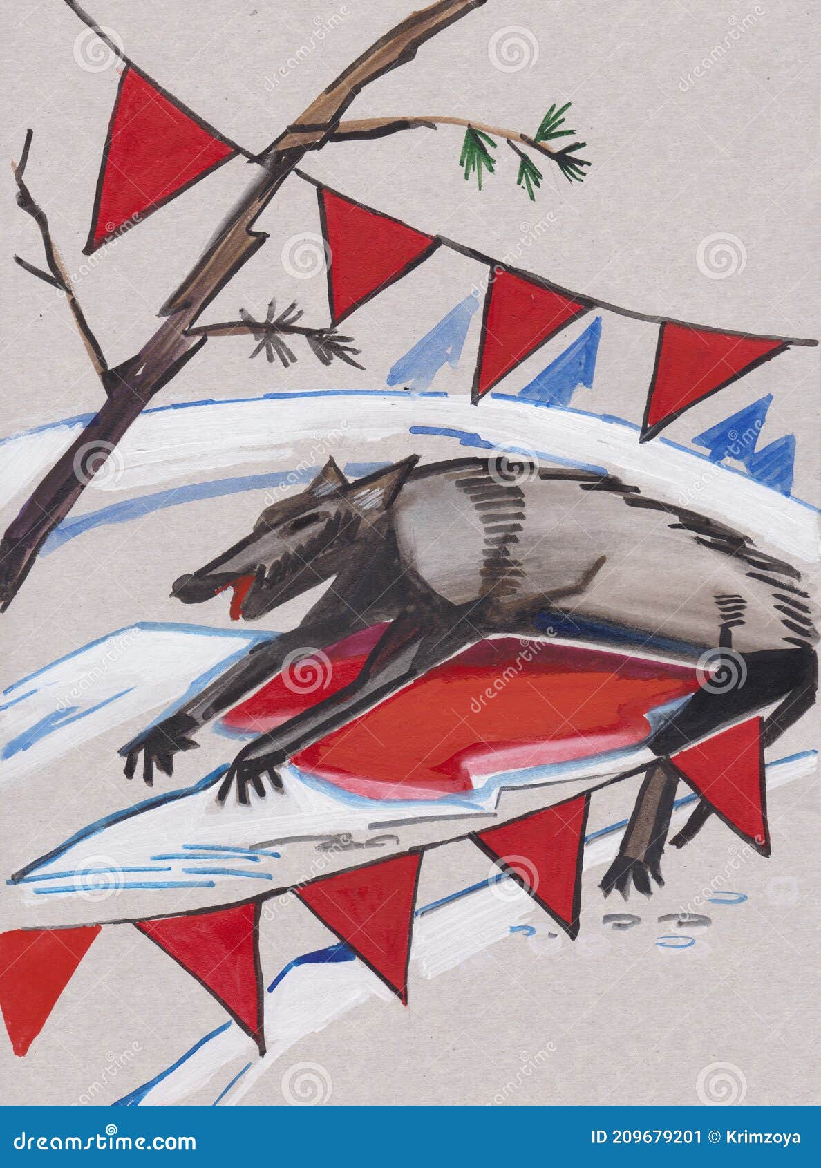 Hunting wolves in winter stock illustration. Illustration of winter ...