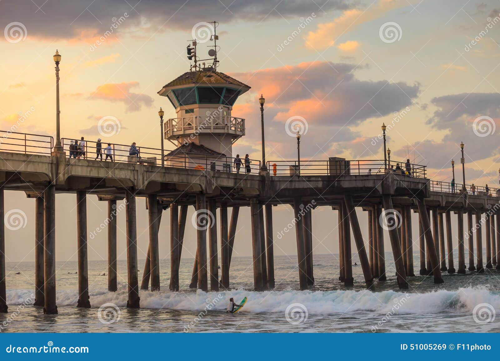 The Huntington Beach Pier at Sunrise Editorial Stock Image - Image of ...