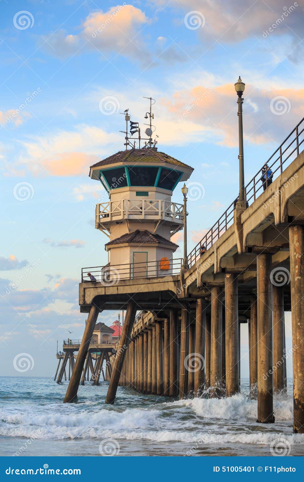 The Huntington Beach Pier at Sunrise Stock Image - Image of coast ...