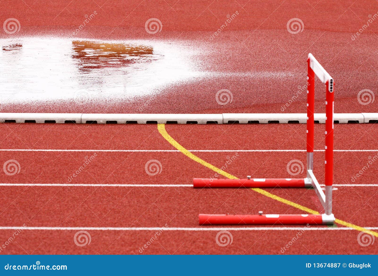 Hurdle on the runway stock image. Image of lines, puddle - 13674887