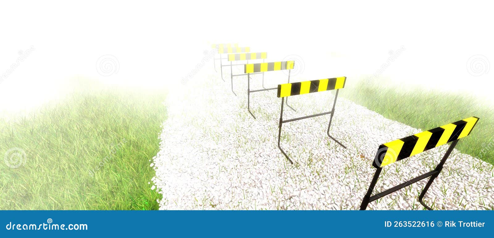 Hurdles in fog stock illustration. Illustration of courage - 263522616